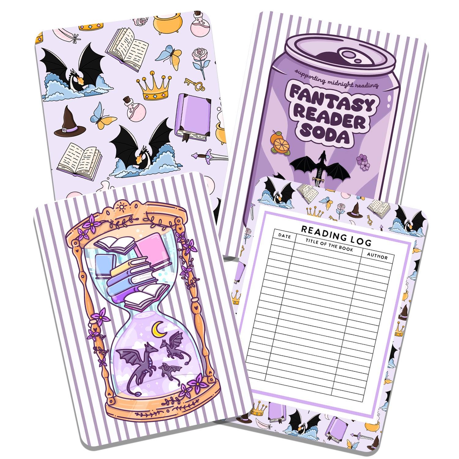 Purple Romantasy Kindle Clear Case Insert Set of 4 Decorative E-Reader ...