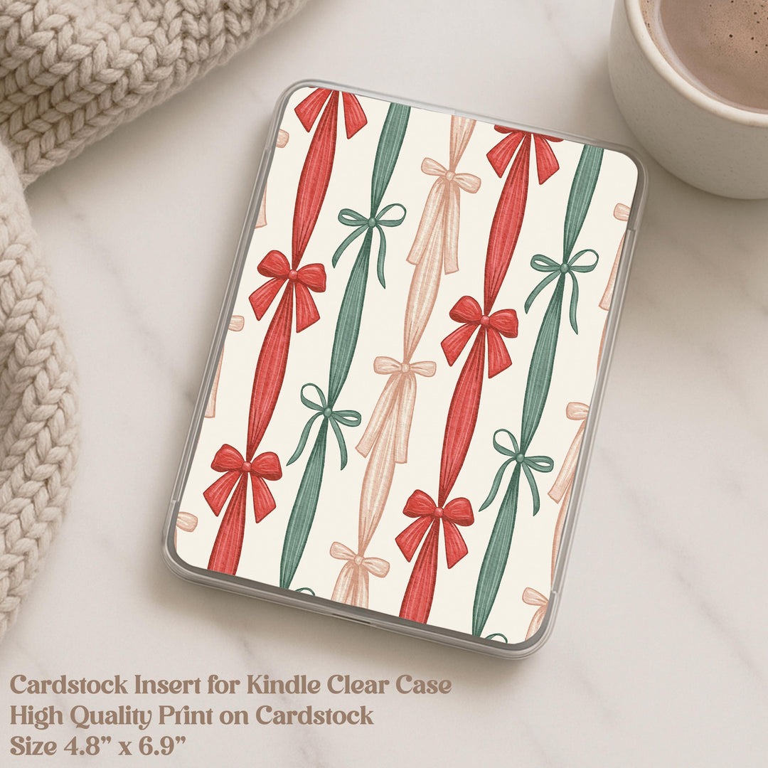 Christmas Bows Kindle Clear Case Insert, Decorative Cardstock for 11th ...